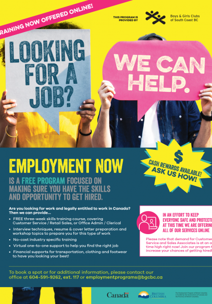 Employment Services – Boys and Girls Clubs of South Coast BC